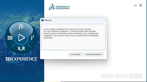 3. Error "An incomplete installation has been found" when updating SOLIDWORKS